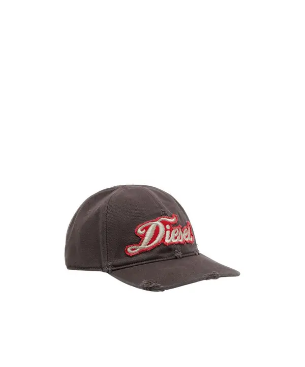 DIESEL® Logo Embroidered Distressed Baseball Cap - Dark Gray