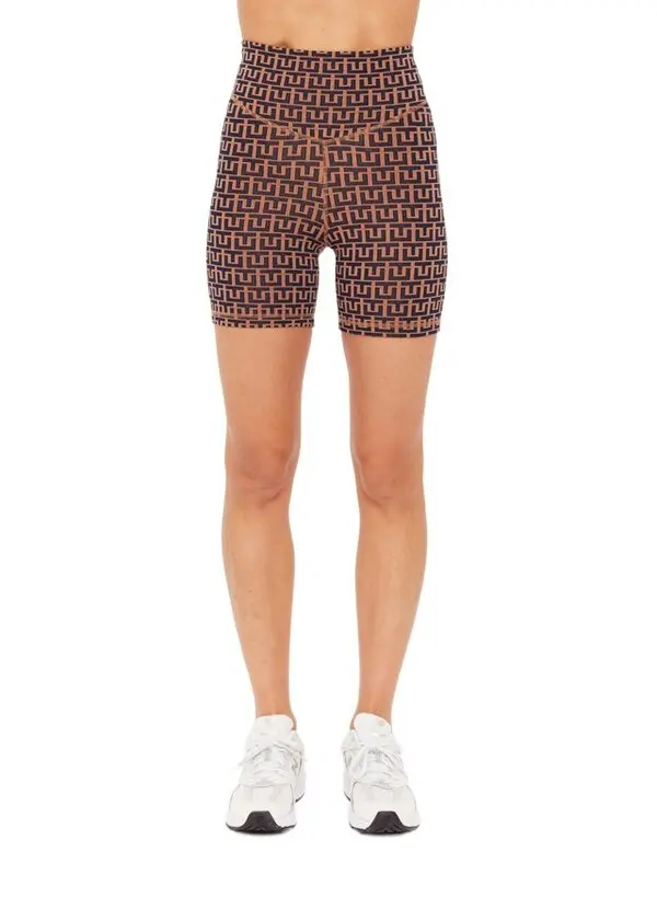 The Upside Castilla Patterned Activewear Shorts - Camel