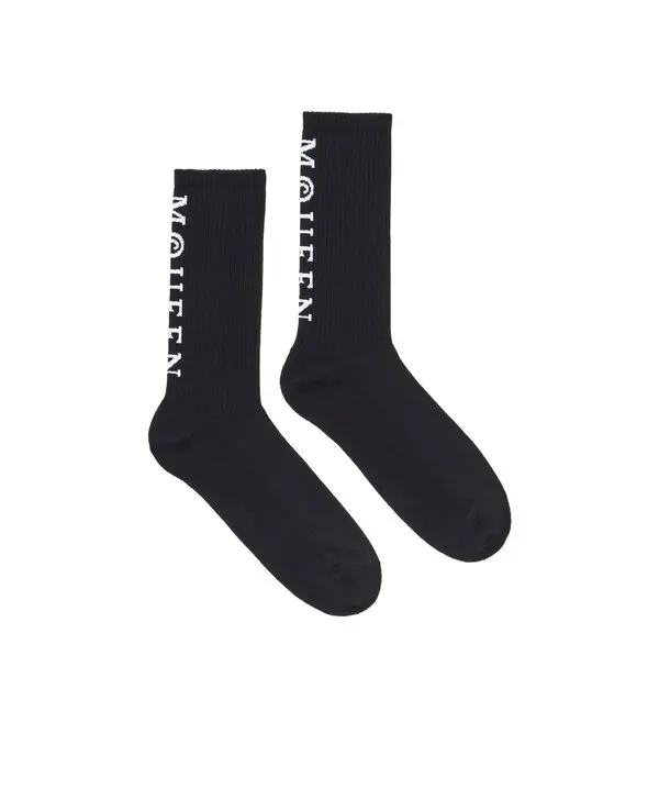 Alexander McQueen Logo Intarsia-knit Socks - Black/white