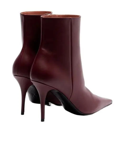 Amina Muaddi Leather Ankle Boots