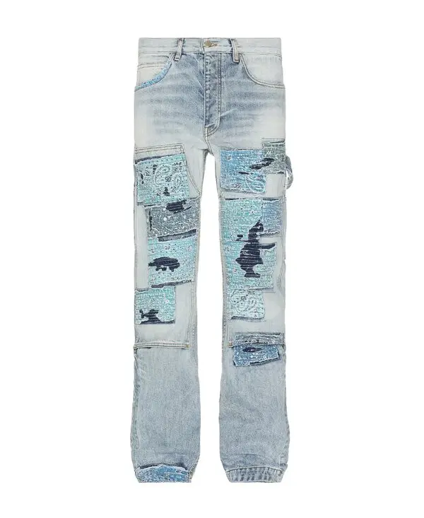 Amiri Patchwork Detailed Straight Leg Jeans - Gray