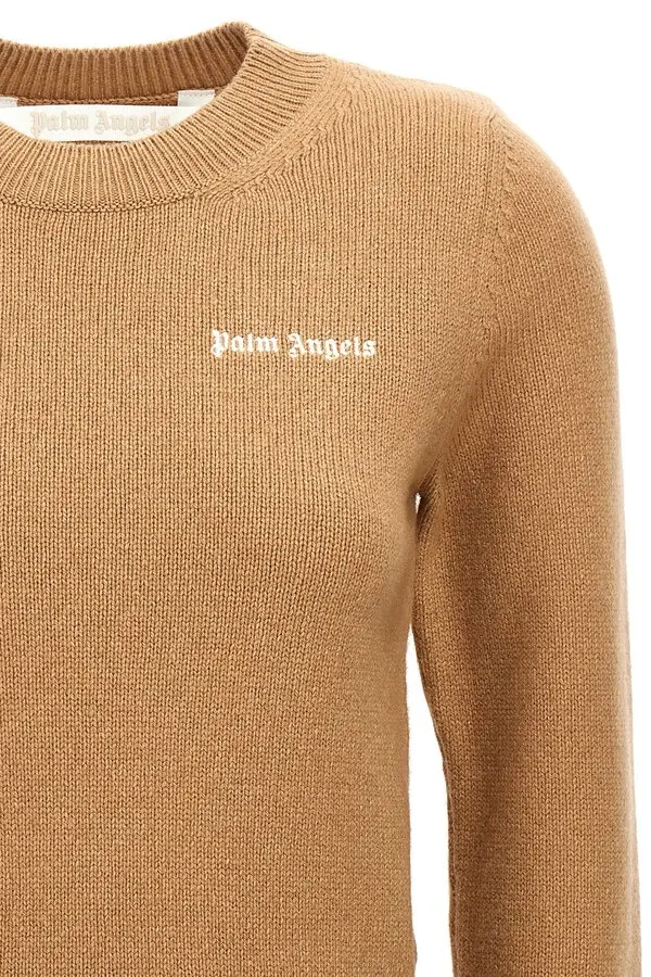 Palm Angels Logo Embroidered Knitted Jumper
