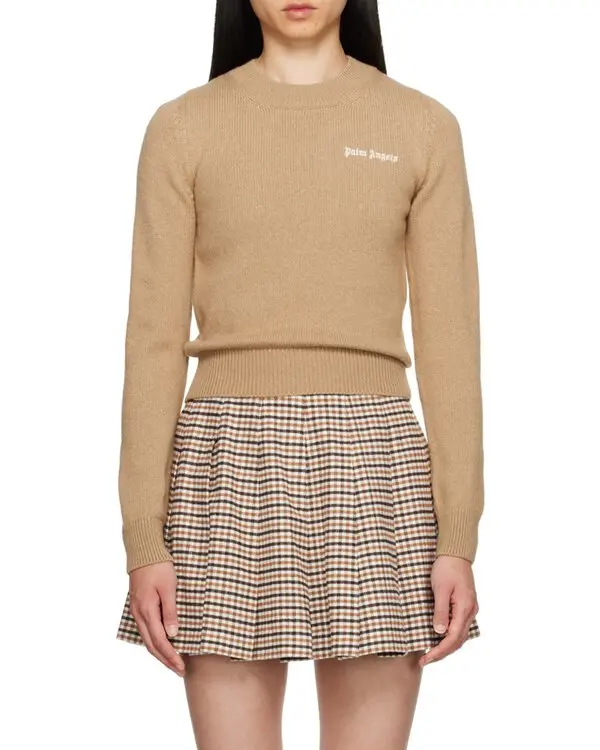 Palm Angels Logo Embroidered Knitted Jumper