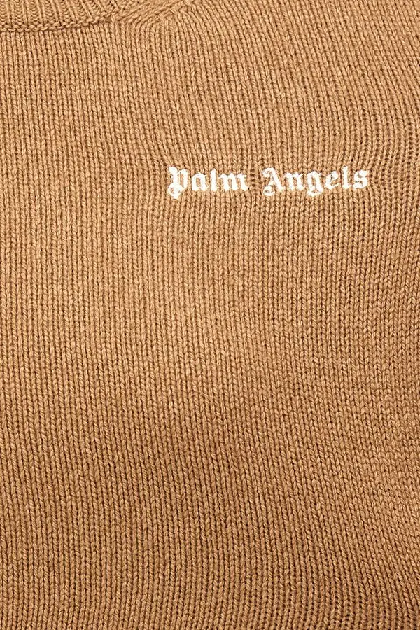 Palm Angels Logo Embroidered Knitted Jumper