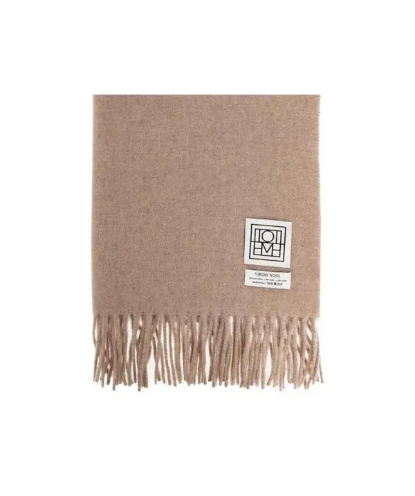 TOTEME Fringe Edge Knitted Scarf - Nude