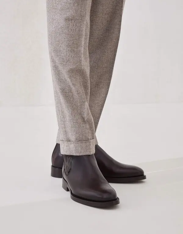 Brunello Cucinelli Burnished Leather Chelsea Boots