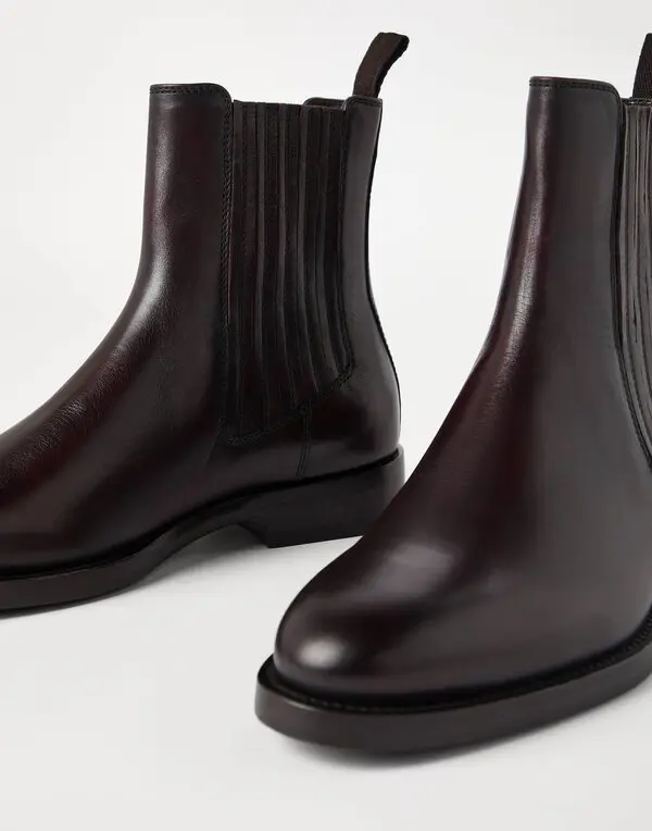 Brunello Cucinelli Burnished Leather Chelsea Boots