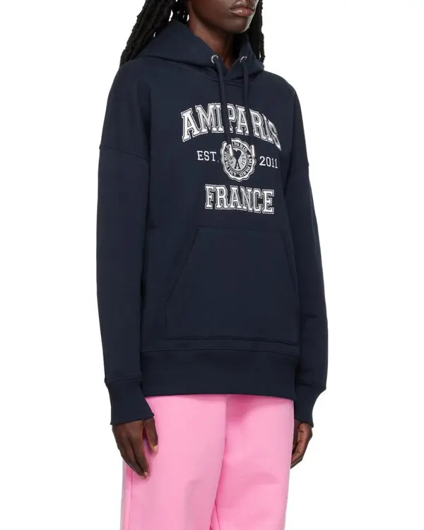 AMI Paris Logo-printed Long-sleeved Drawstring Hoodie