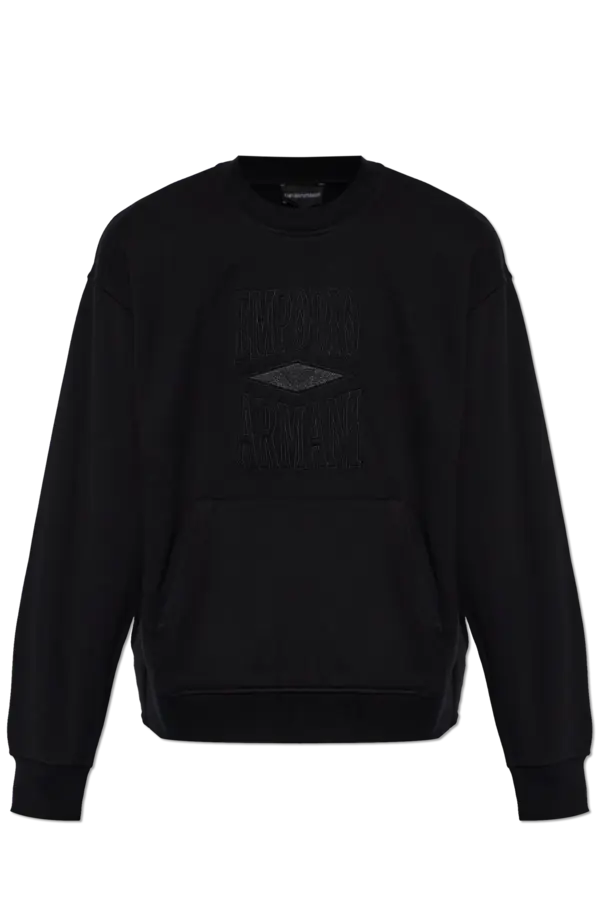 Emporio Armani Sweatshirt With Embroidered Logo - Black