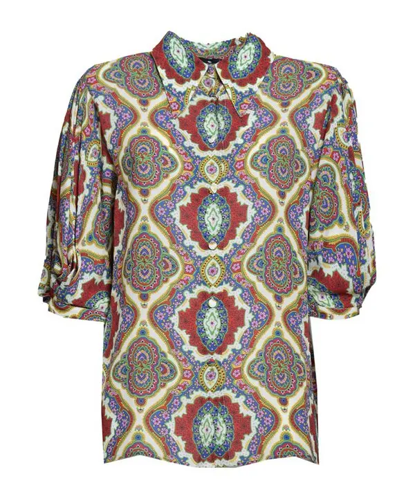 Etro Graphic Printed Straight Hem Cady Blouse - Multicolor