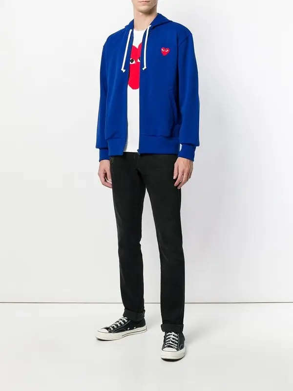Play Comme Des Garcon Zip-up Hoodie - Blue