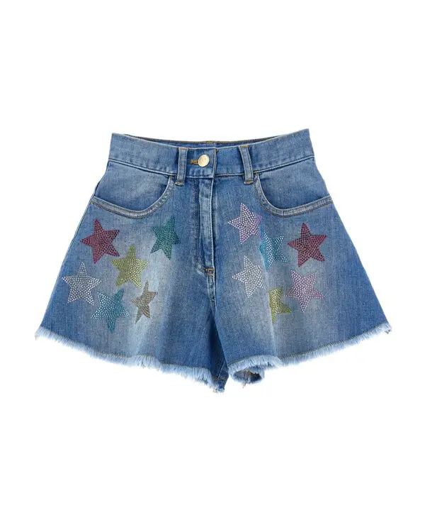 Monnalisa Star Embellished Denim Shorts