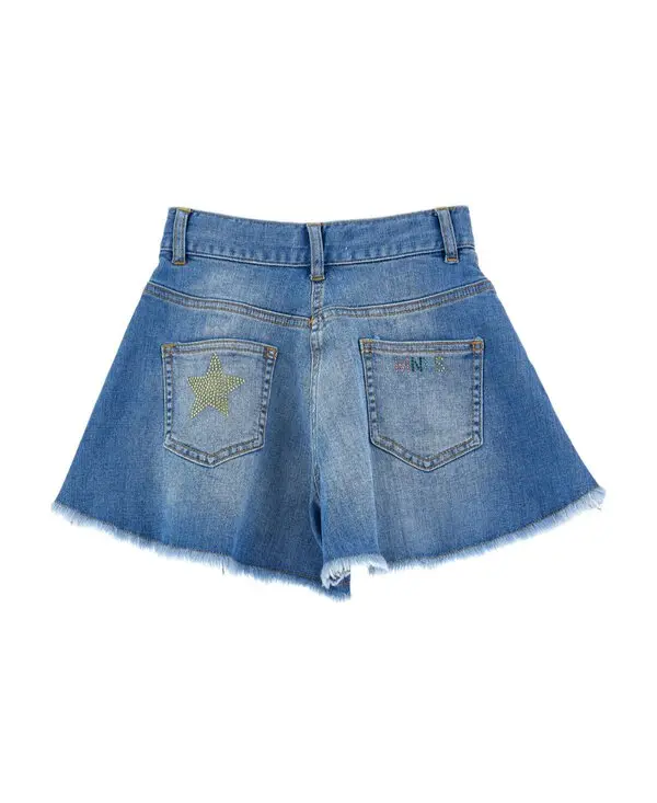 Monnalisa Star Embellished Denim Shorts