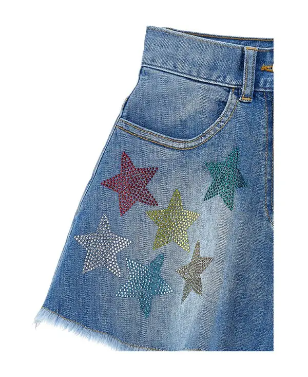 Monnalisa Star Embellished Denim Shorts