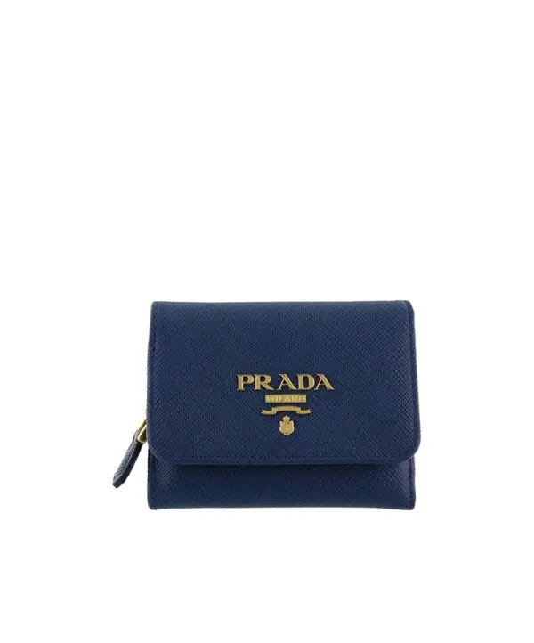 Prada Logo-lettering Tri-fold Wallet - Blue
