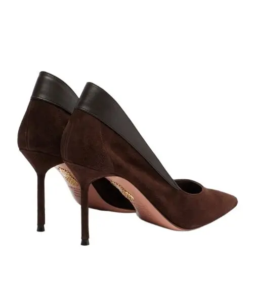 AQUAZZURA Leather-trimmed Suede Pumps