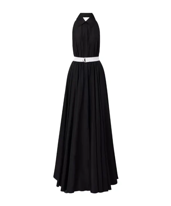 Norma Kamali Halterneck Belted Maxi Dress - Black