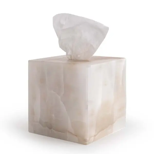 And Jacob Less Is More Tissue Box Marble Tehuacan Onyx - White