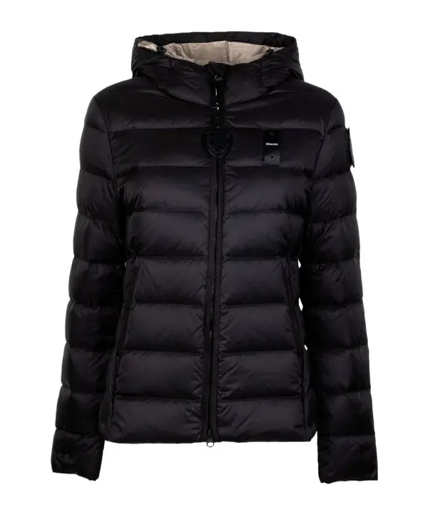 BLAUER. Short Padded Down Jacket With Hood - Black