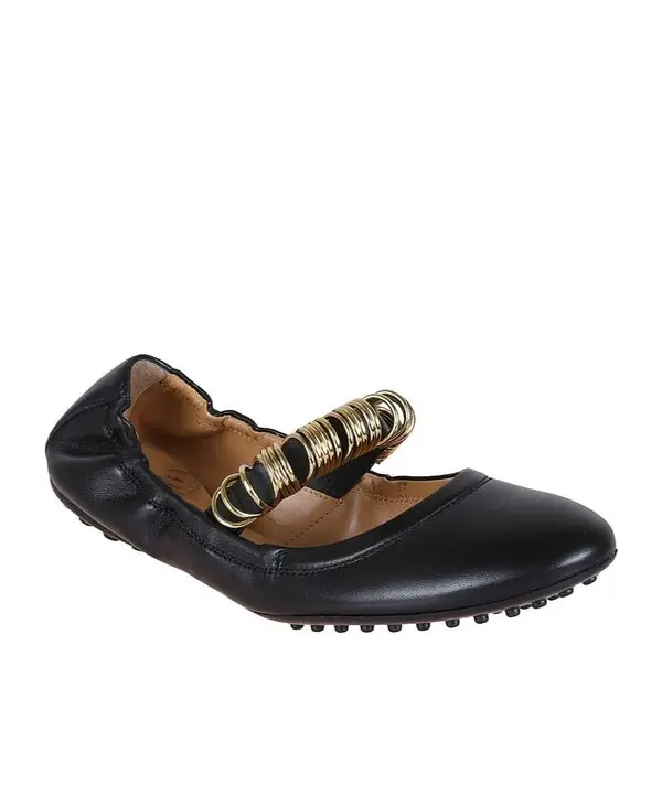 TOD'S Metallic Rings Strap Ballerinas