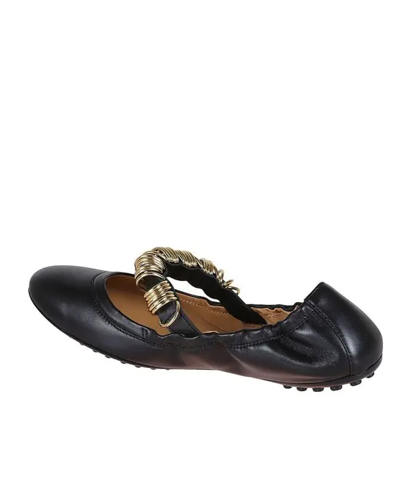 TOD'S Metallic Rings Strap Ballerinas