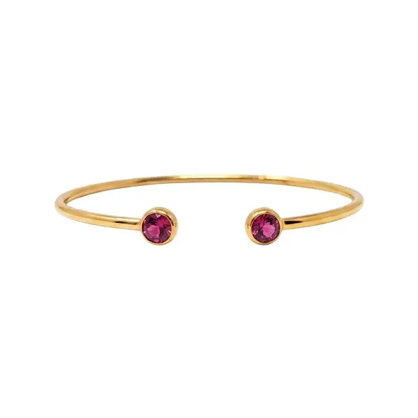 HARFI Dainty Pink Tourmaline October Birthstone Plated Bangle