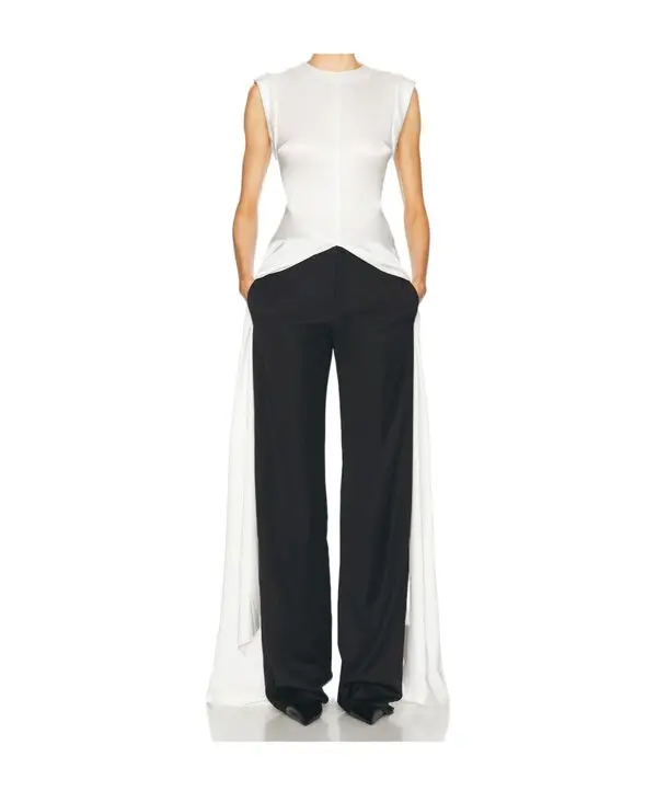 David Koma Roll-cuffs Satin Blouse - White