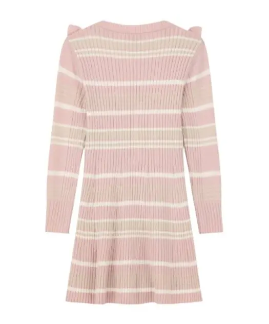 ARMANI Ribbed Knit Dress With Horizontal Stripes And Ruffles
