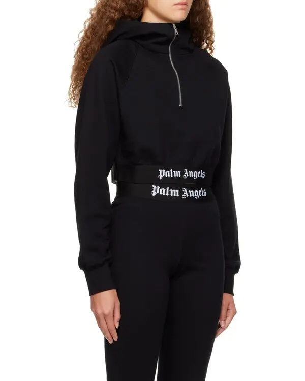 Palm Angels Logo Detailed Cropped Sweatshirt