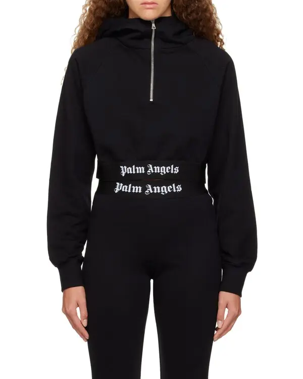 Palm Angels Logo Detailed Cropped Sweatshirt