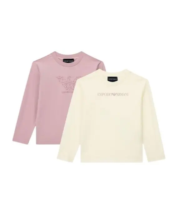 ARMANI Set Of Two Long-sleeved Crew Neck T-shirts In Cotton Jersey - Two-color