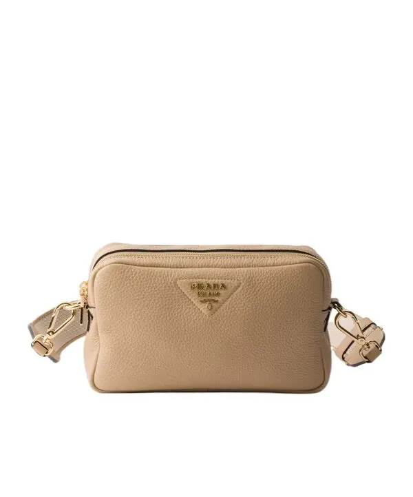 Prada Small Leather Shoulder Bag - Beige Sable