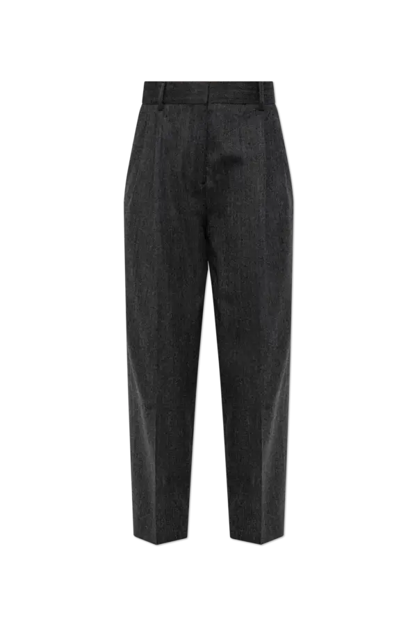 TOTEME Wool Herringbone Patterned Trousers - Grey