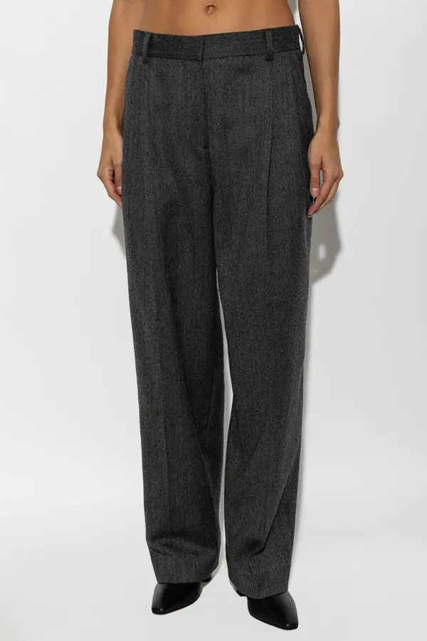 TOTEME Wool Herringbone Patterned Trousers