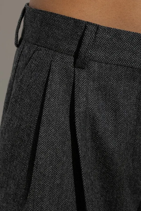 TOTEME Wool Herringbone Patterned Trousers