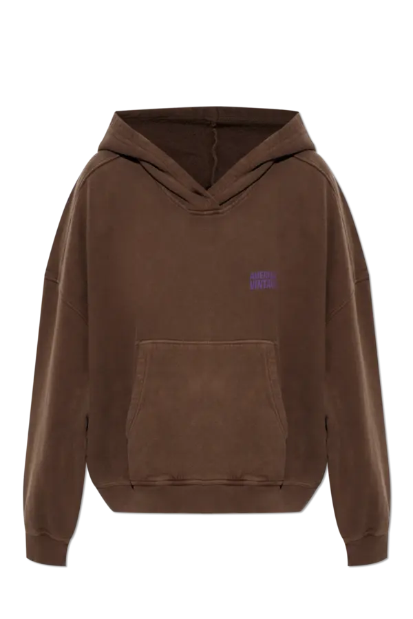 American Vintage Oversized Cotton Hoodie With Logo Detail