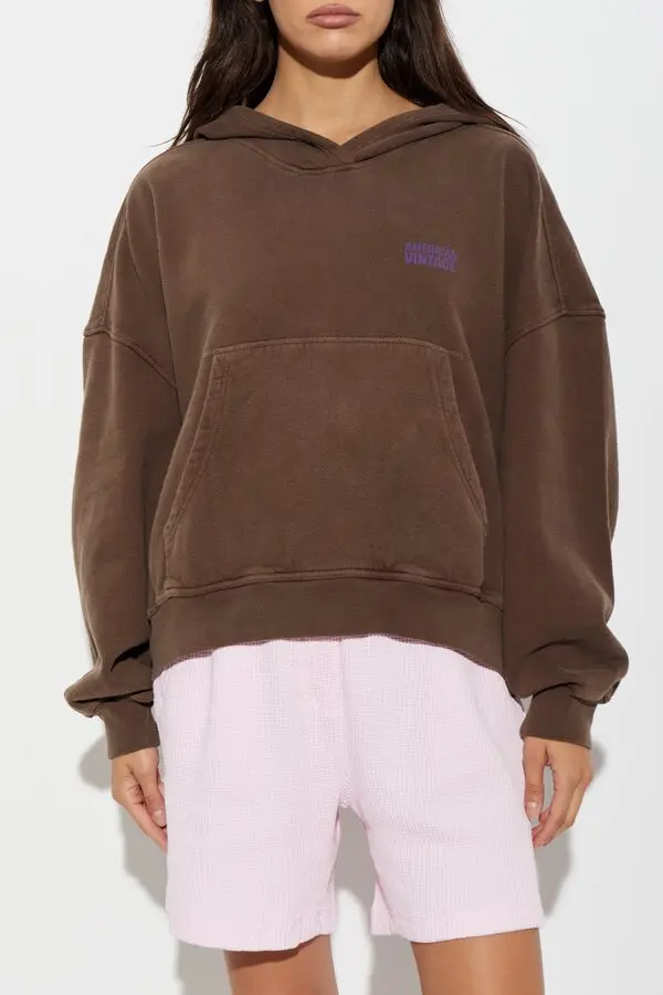 American Vintage Oversized Cotton Hoodie With Logo Detail
