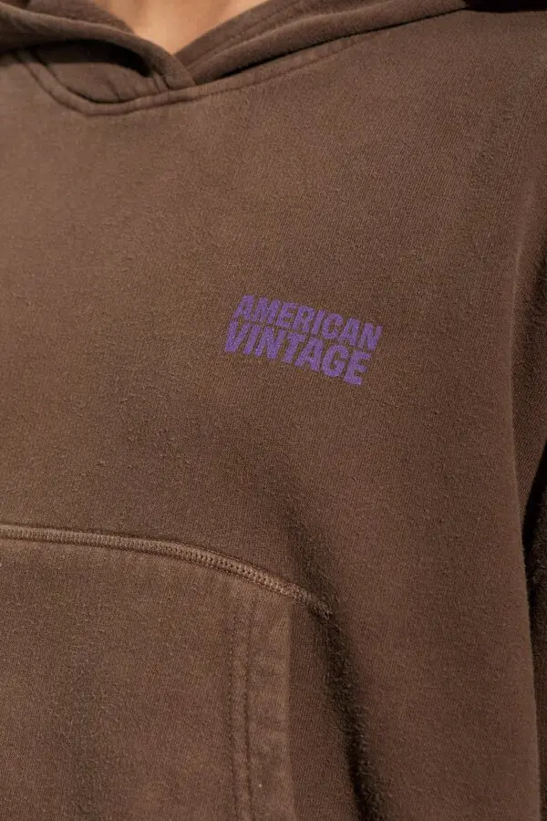 American Vintage Oversized Cotton Hoodie With Logo Detail