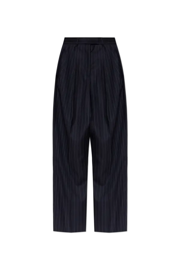 Givenchy Wool Pleated Pinstriped Trousers - Navy Blue