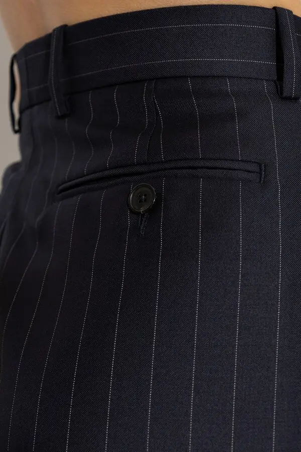Givenchy Wool Pleated Pinstriped Trousers