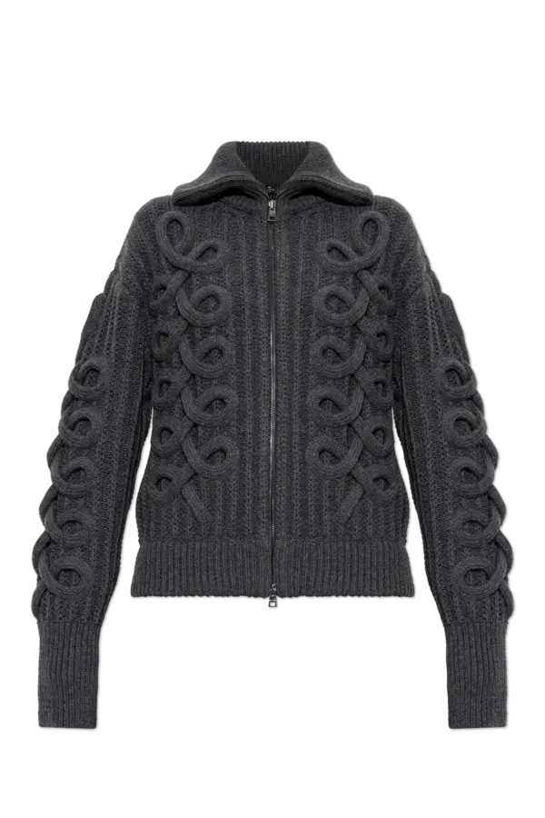 Etro Wool Cardigan With A Stand-up Collar - Grey