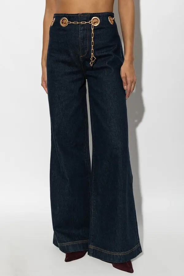 Cult Gaia Sydney Bootcut Jeans With Chain Detail