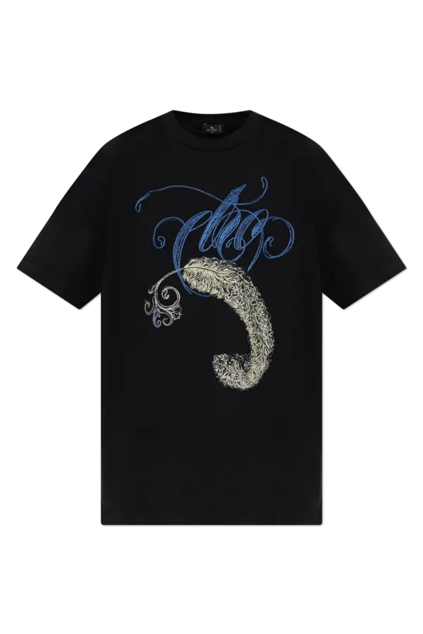 Etro Cotton T-shirt With Print - Black