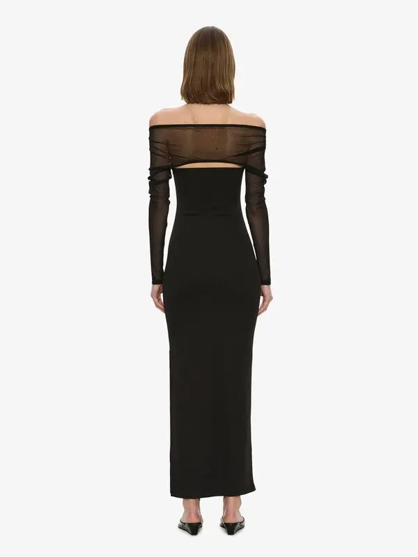 Christopher Esber Orbit Ruched Sheer Rib Column Dress