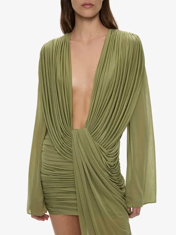 Christopher Esber Ripple Drape Long Sleeve Mini Dress