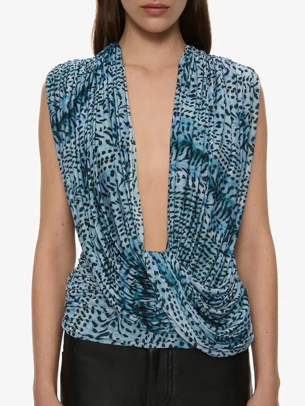 Christopher Esber Ripple Drape Top - Feathered-petrol