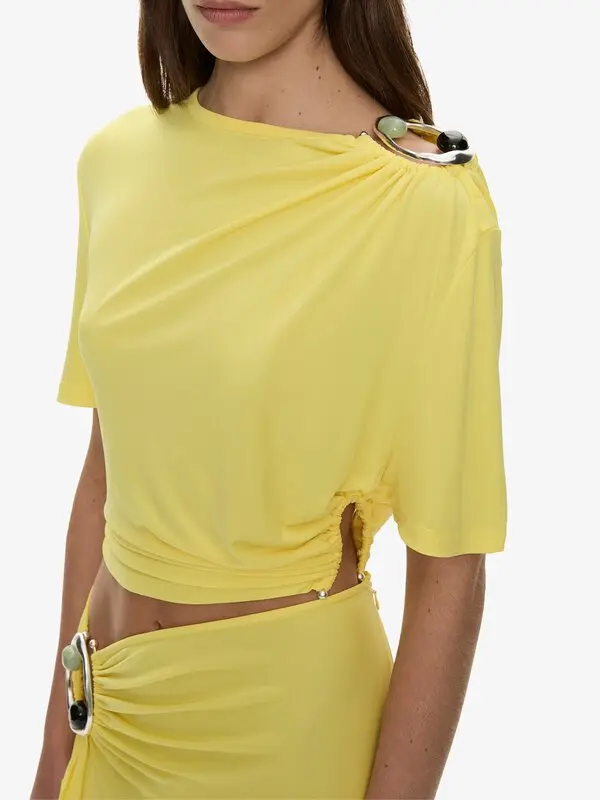 Christopher Esber Orica Crystal Ruched Jersey Tee