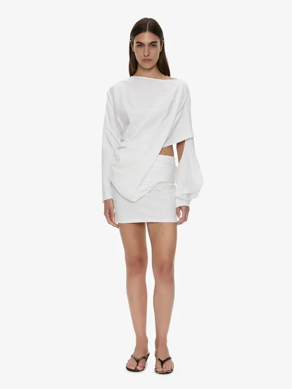 Christopher Esber Aiba Draped Cotton Jersey Long Sleeve Dress - White