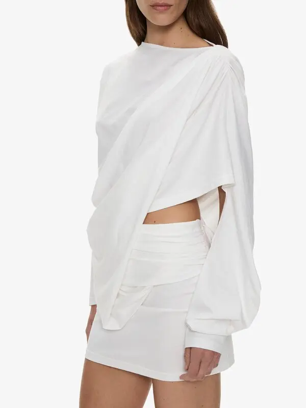 Christopher Esber Aiba Draped Cotton Jersey Long Sleeve Dress
