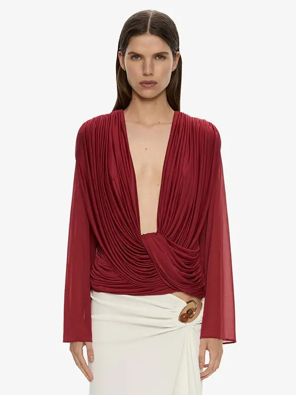 Christopher Esber Ripple Drape Long Sleeve Top